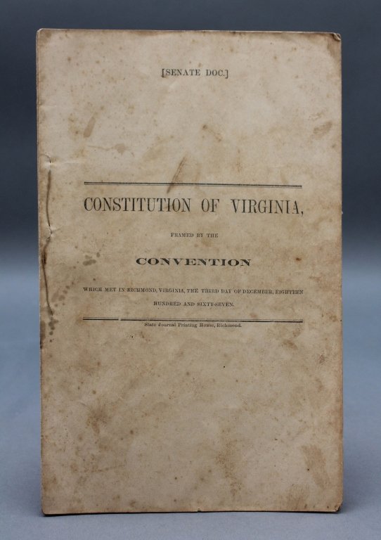 Constitution Of Virginia. [ca. 1867 1868].