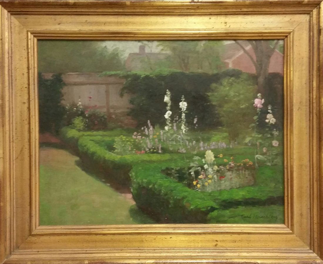 Carl Hirschberg Garden Scene O/c.