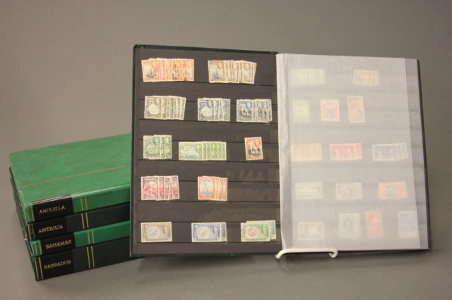 5 Caribbean Islands Stamp Albums, 20th Century.