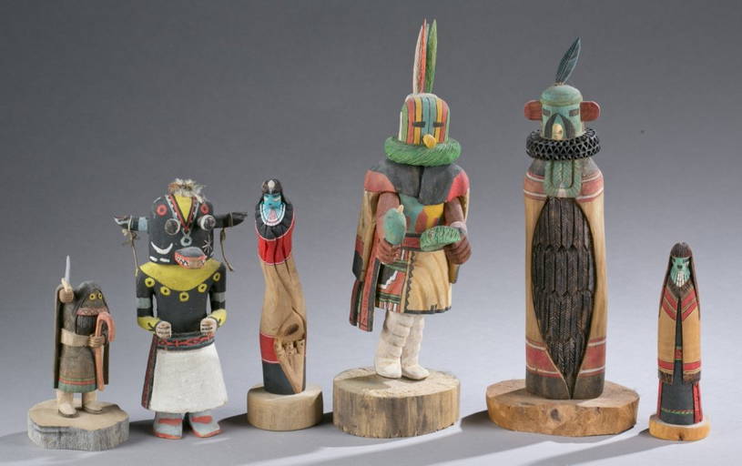 Group Of 6 Kachina Dolls By Various Artists.