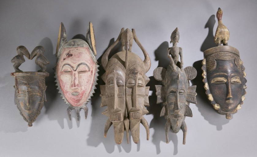 Group Of 5 West African Masks. 20th Century.
