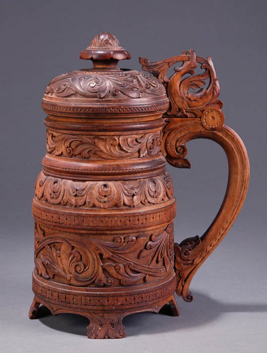 318: Scandinavian or Germanic carved wooden beer stein