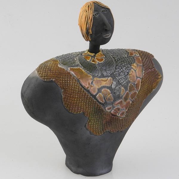 Raku Art Pottery With Detachable Head,