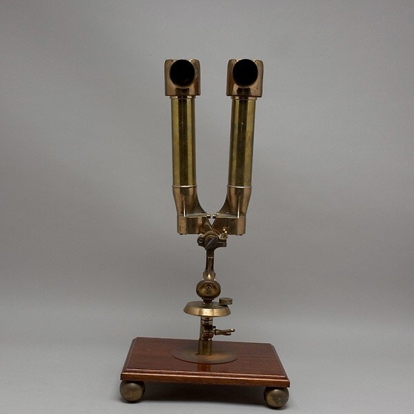 Brass Binocular Stereoscopic Telescope On Stand