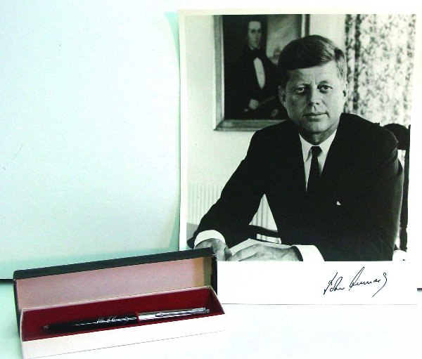 2: JFK signature pen & photograph;