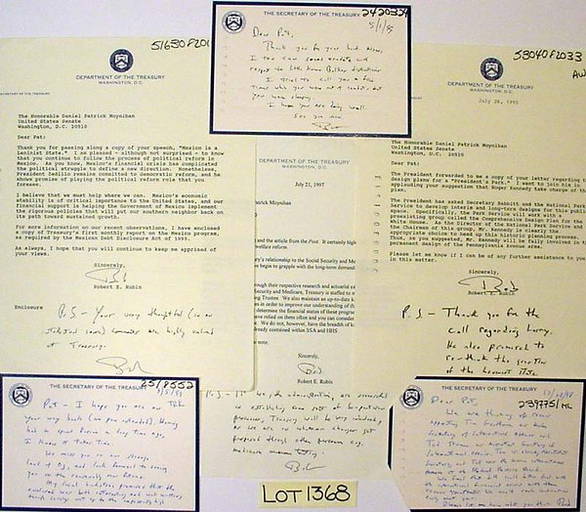 Robert Rubin, Treasury, Letters