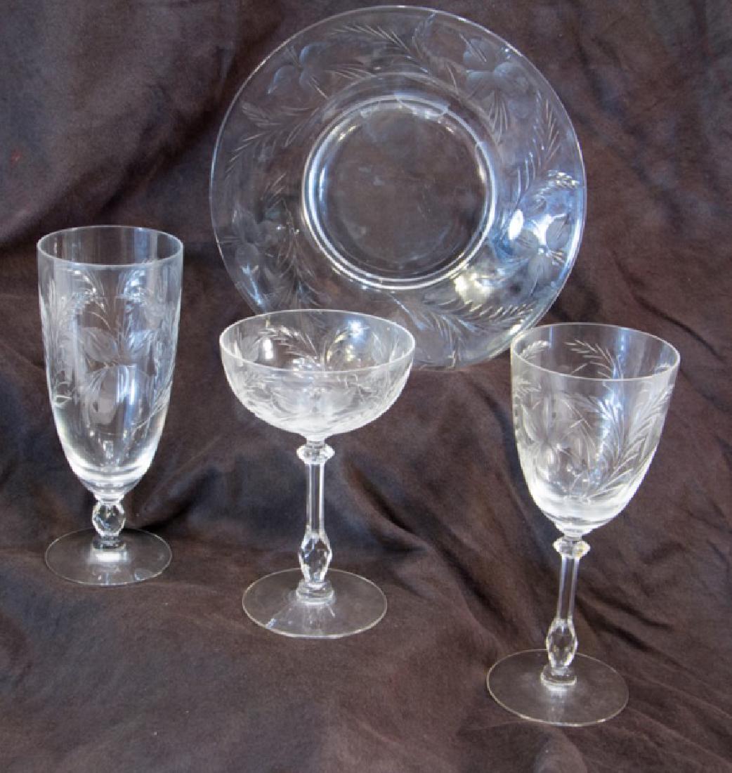Cut Crystal Glassware And Plates 12 Waters, 12 Wines,
