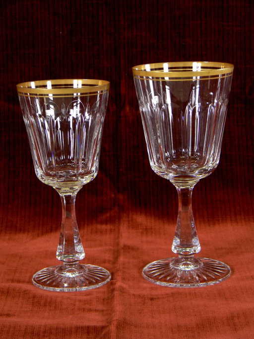 20 Gold Rimmed Crystal Glasses 10 Water Goblets