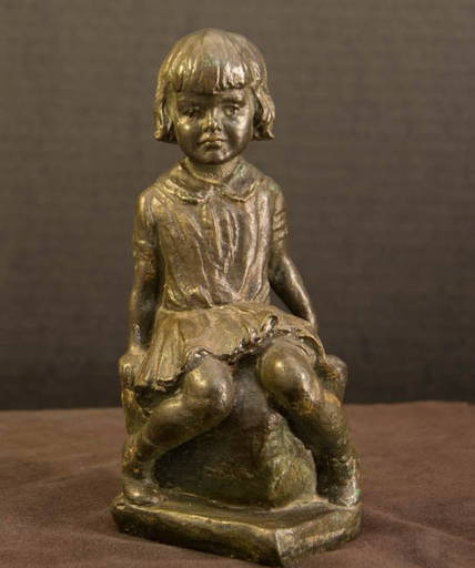 Girl Seated On A Rock By Elsie March, British,