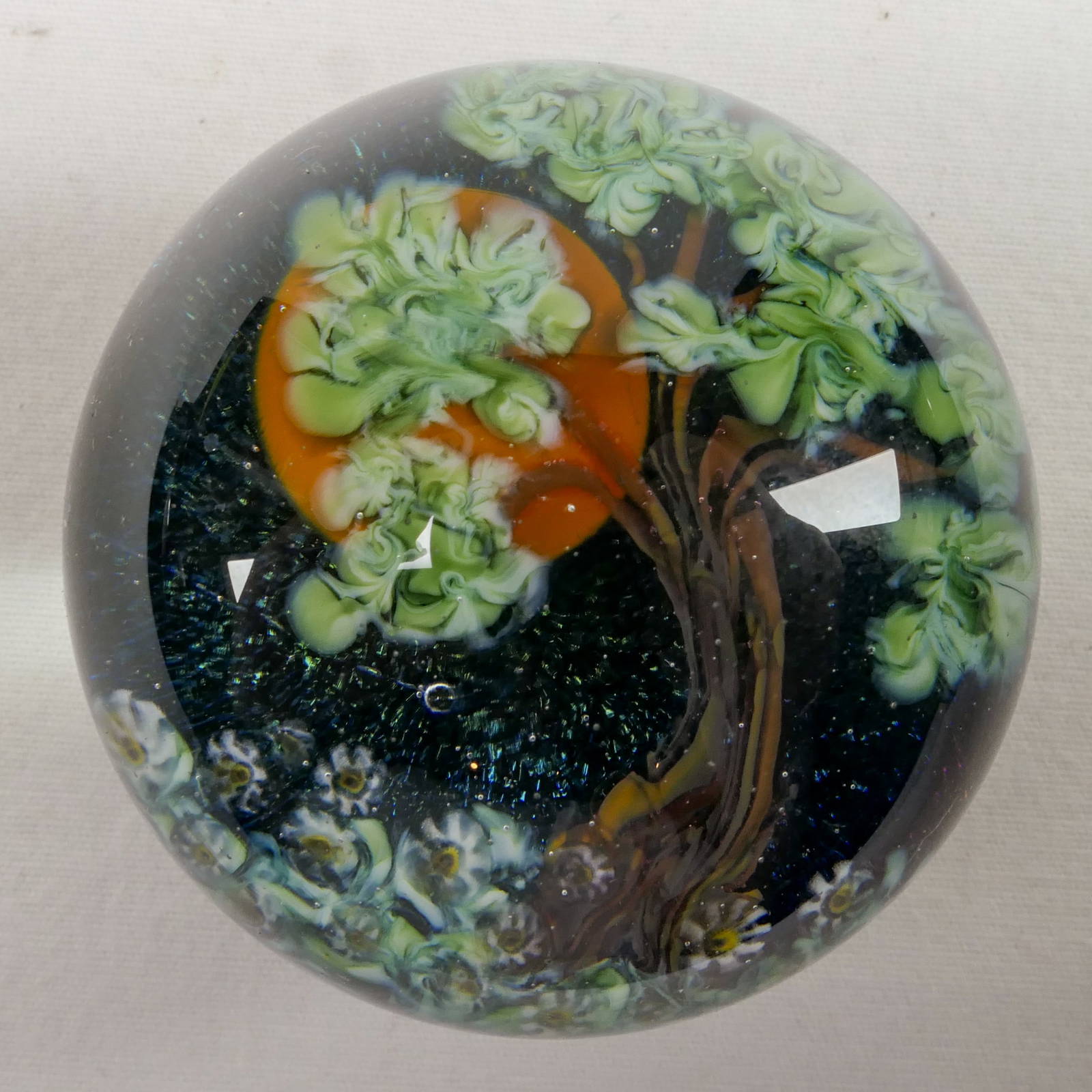 Paperweight: David Salazar. Tree And Moon. Auction