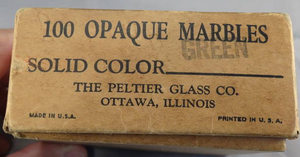 Marbles: Peltier Glass Company, Original Package. No.2 Rainbo Stock Box ...