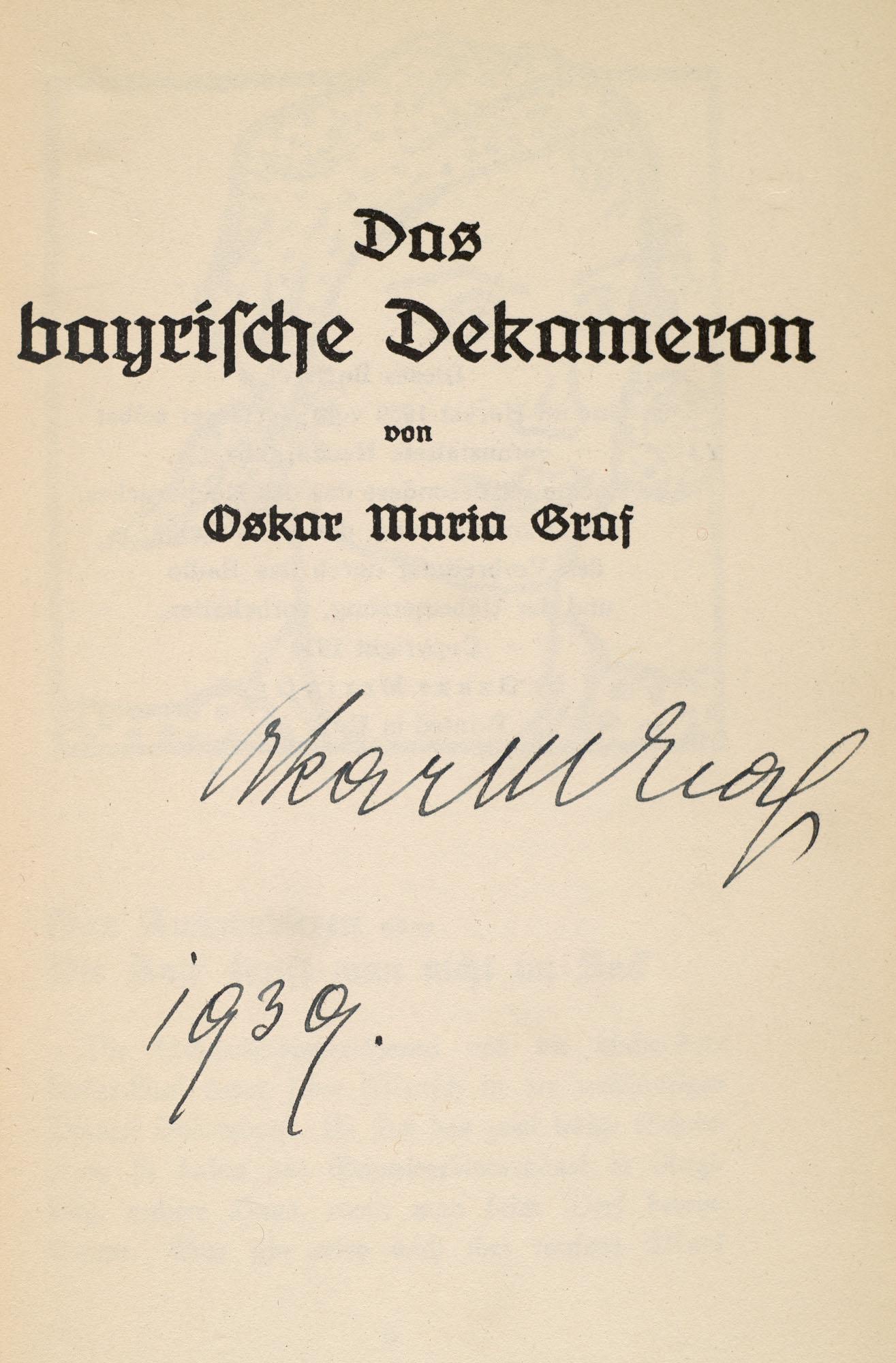 Graf, Oskar Maria Das bayrische Dekameron. Mit Illustrationen von ...