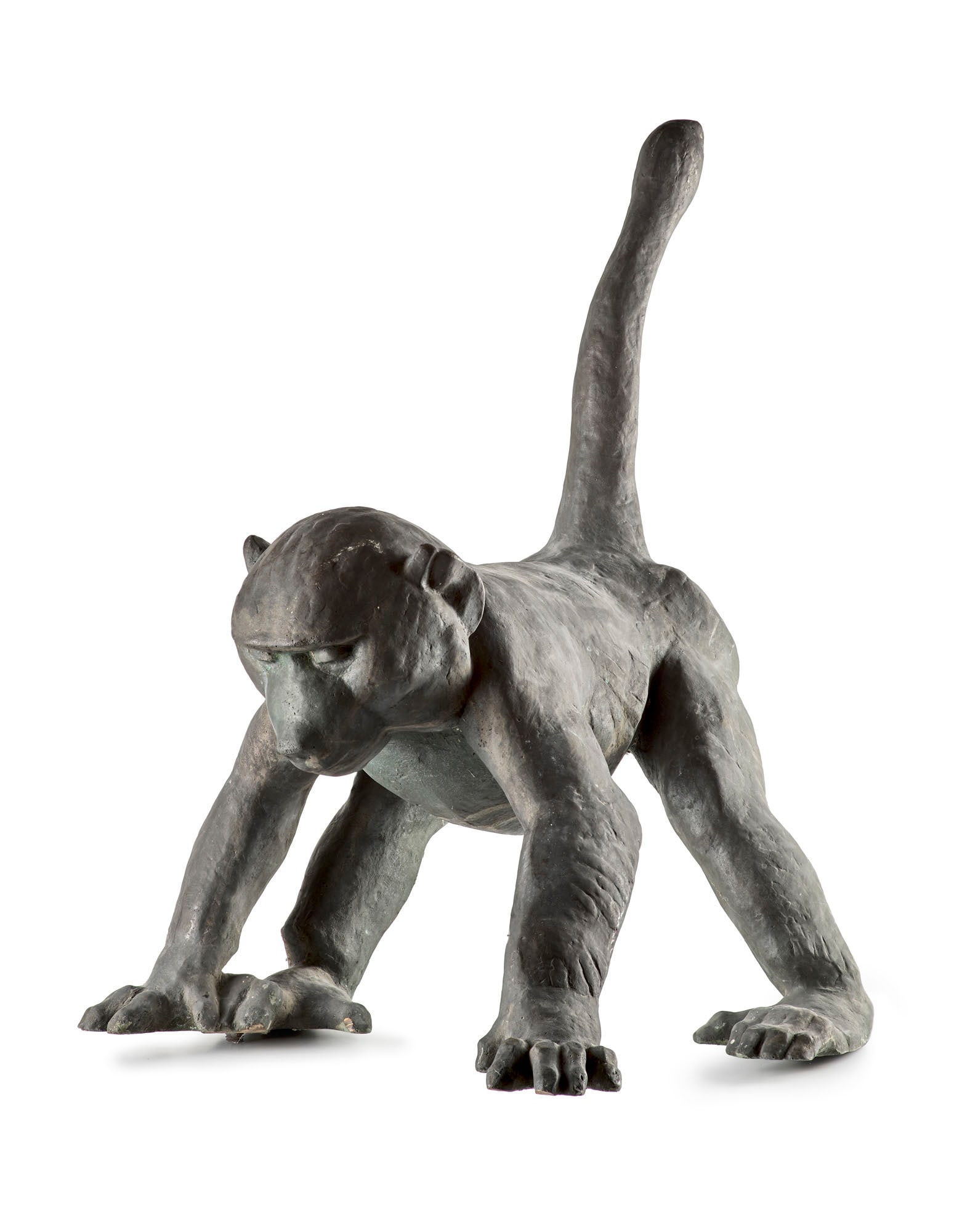 Bernuth, Fritz Mantelpavian. Um 1927. Patinierte Bronze. H 58 X B 44 X ...