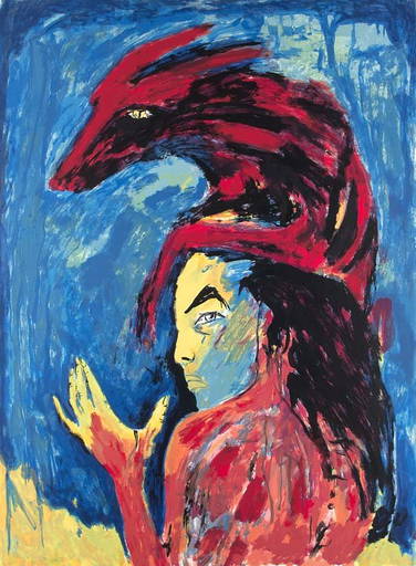 Hampel, Angela Love A Wolf. Farbserigraphie Auf Btten.