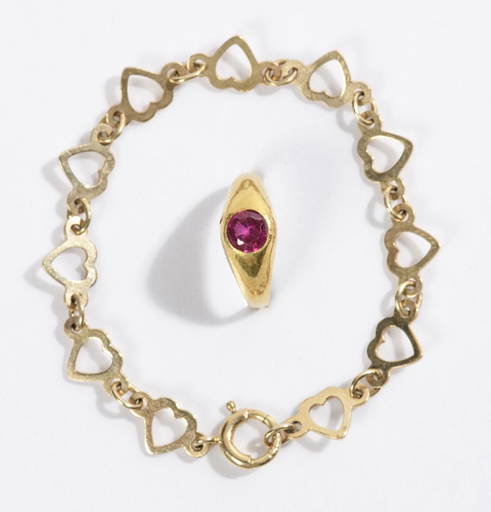 LATE 19TH-EARLY 20TH CENTURY BRIGHT POLISHED YELLOW GOLD AND RUBY ...