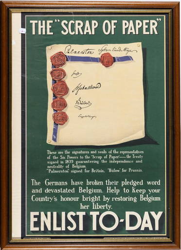 English World War I Enlistment Poster: "the Scrap Of Paper". Published ...