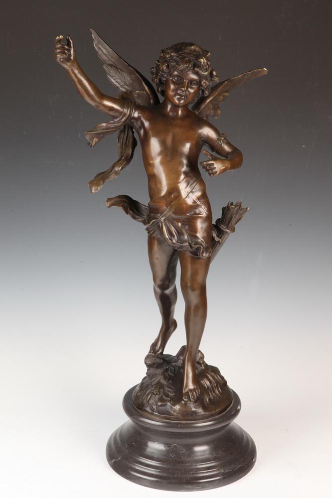 BRONZE "CUPID" STATUE AFTER MODELS FROM AUGUSTE MOREAU (FRENCH, 1834 ...