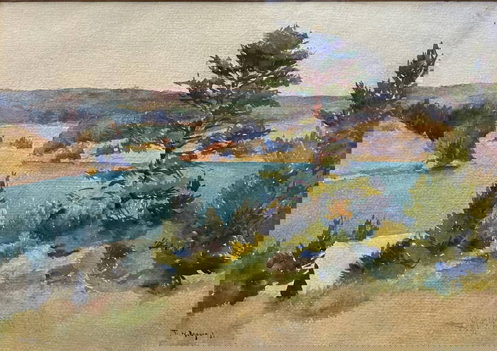 Frank Weston Benson (american, 1862 1951). Landscape, Watercolor On ...