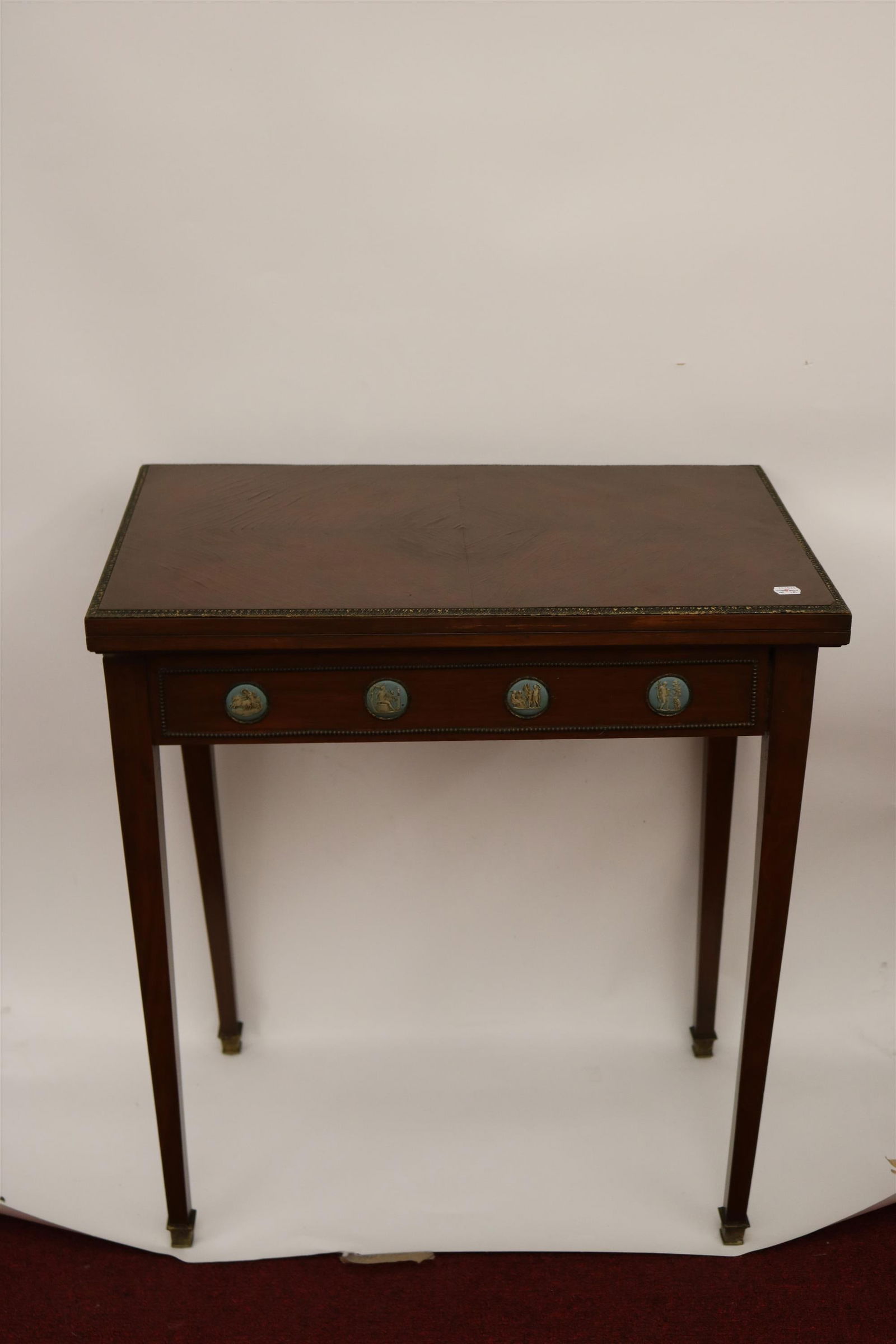 Hepplewhite Style Mahogany Tapered, Leg, Fold-top Tea Table, Circa 1890 ...