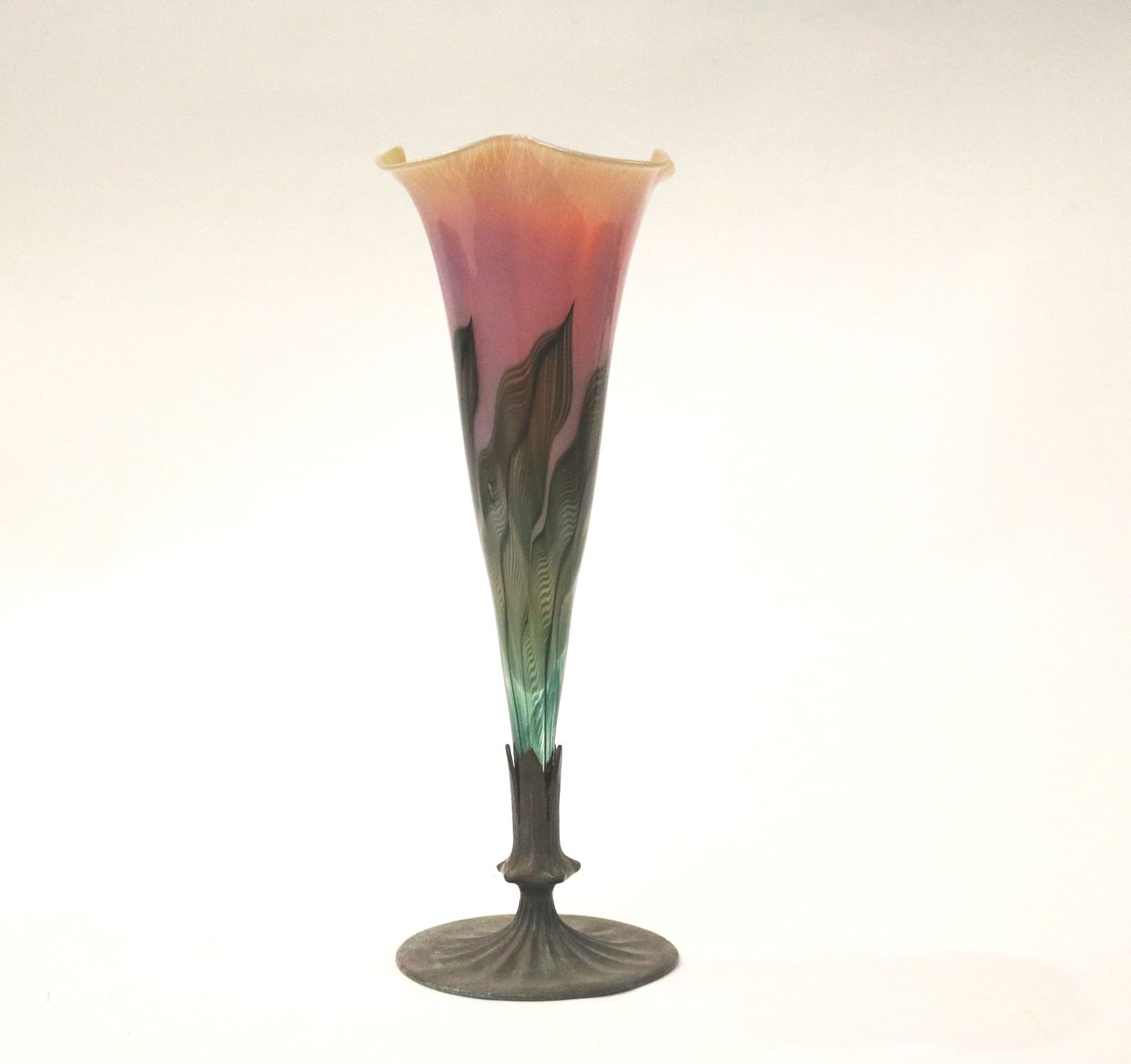 James Lundberg Trumpet Art Glass Vase, 1988, - H: 15 In. Auction