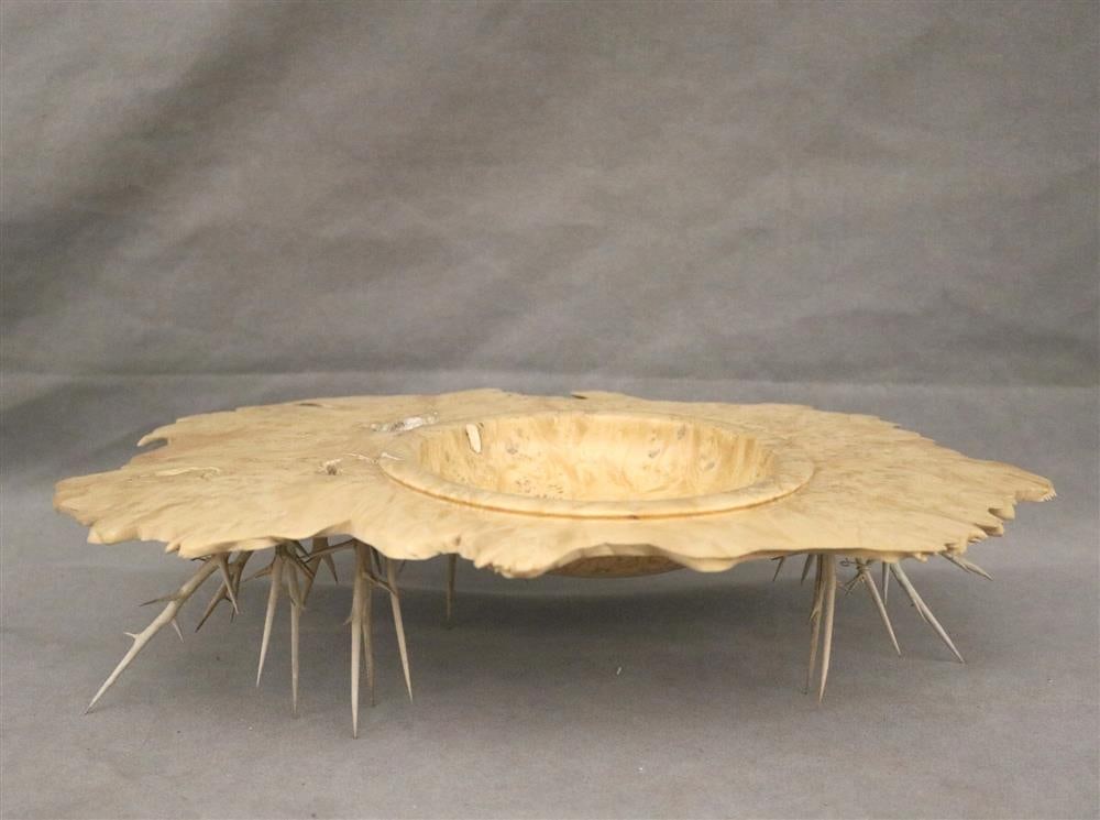 David Sengel (american, Born 1951). Carved Asymmetrical White Wood Bowl ...