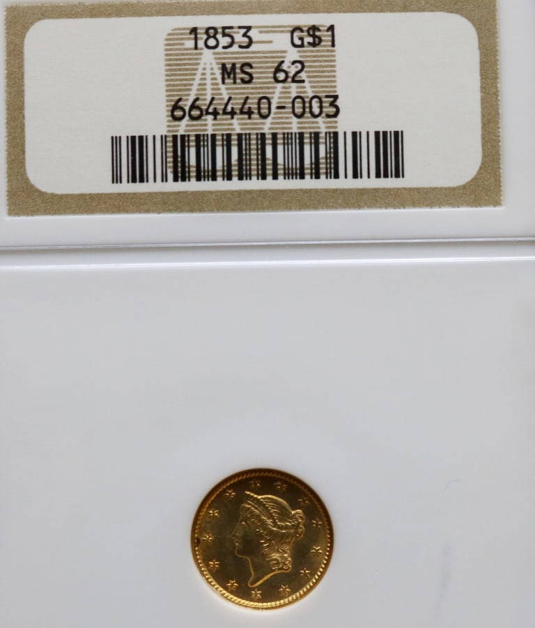 U.s. Liberty Head One-dollar Gold Coin, 1853, Auction