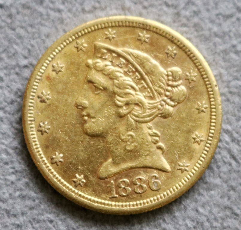 U.s. Liberty Head Five-dollar Gold Coin 1886-s , Auction