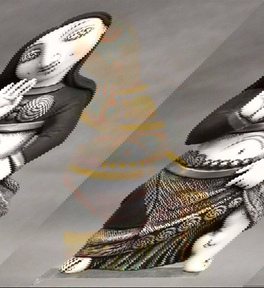 Artisan Modeled Painted Pottery Figure Of Native Dancer. - H: 6". Auction