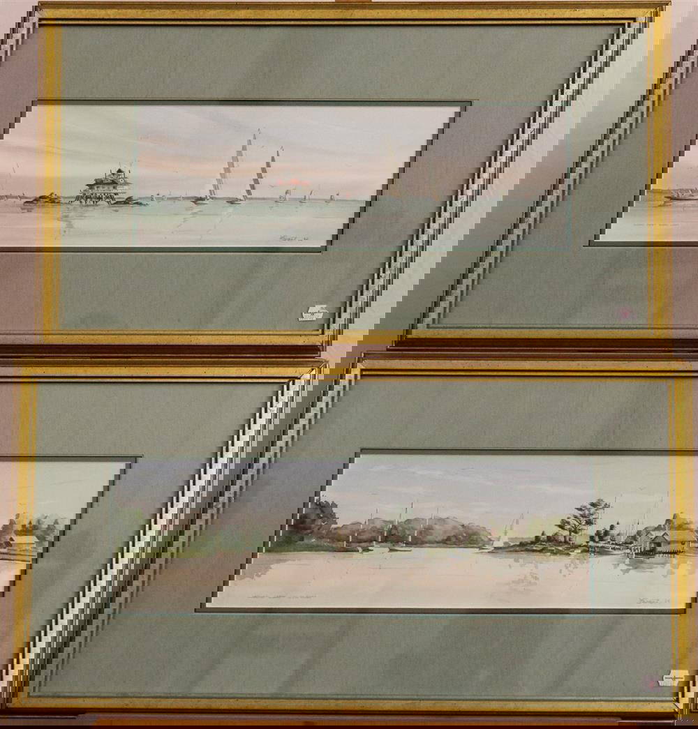 Yves Parent (french / American, Born 1941). Two Works: "thomas Point Shoal Light" And "harness ...