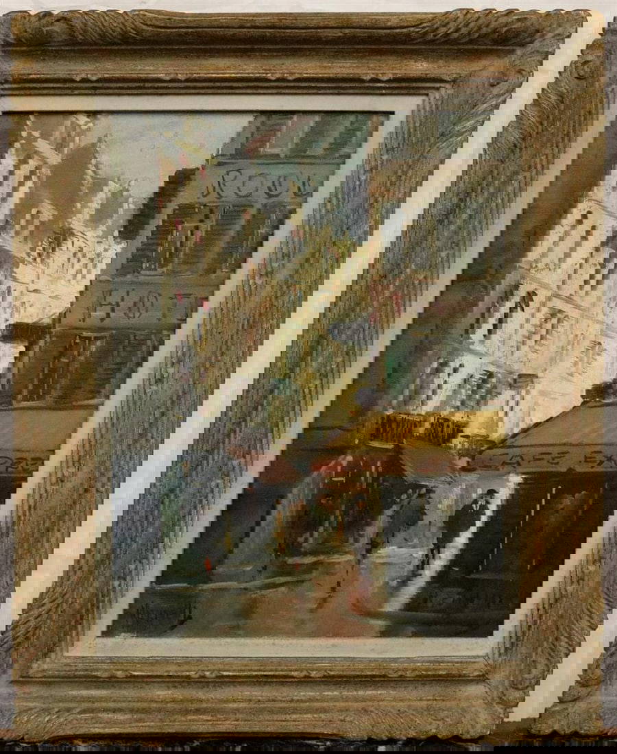 Mario Marinelli (italian, 20th Century). Cafe Express, Oil On Canvas ...