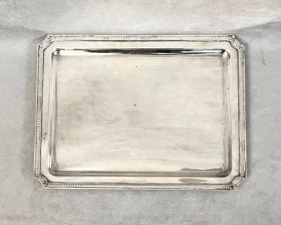 French Sterling Silver Rectangular Serving Tray, - 14 1/8 In. X 10 3/4 ...