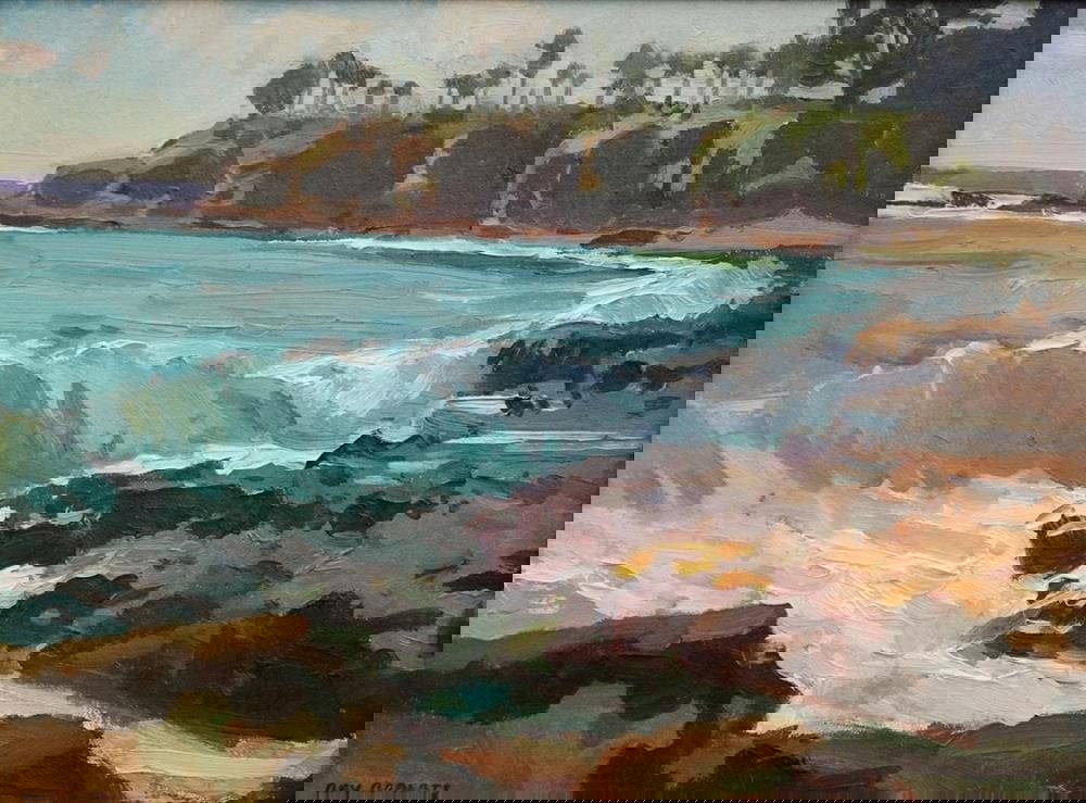 Ray Roberts (american, Born 1954). Laguna Beach, Oil On Board. Signed Lower Left Hand Corner ...