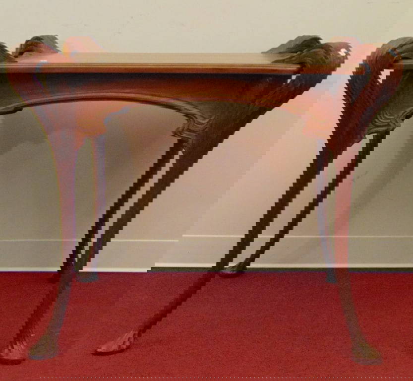 French Art Nouveau Carved Walnut Table With Scrolling , Projecting ...