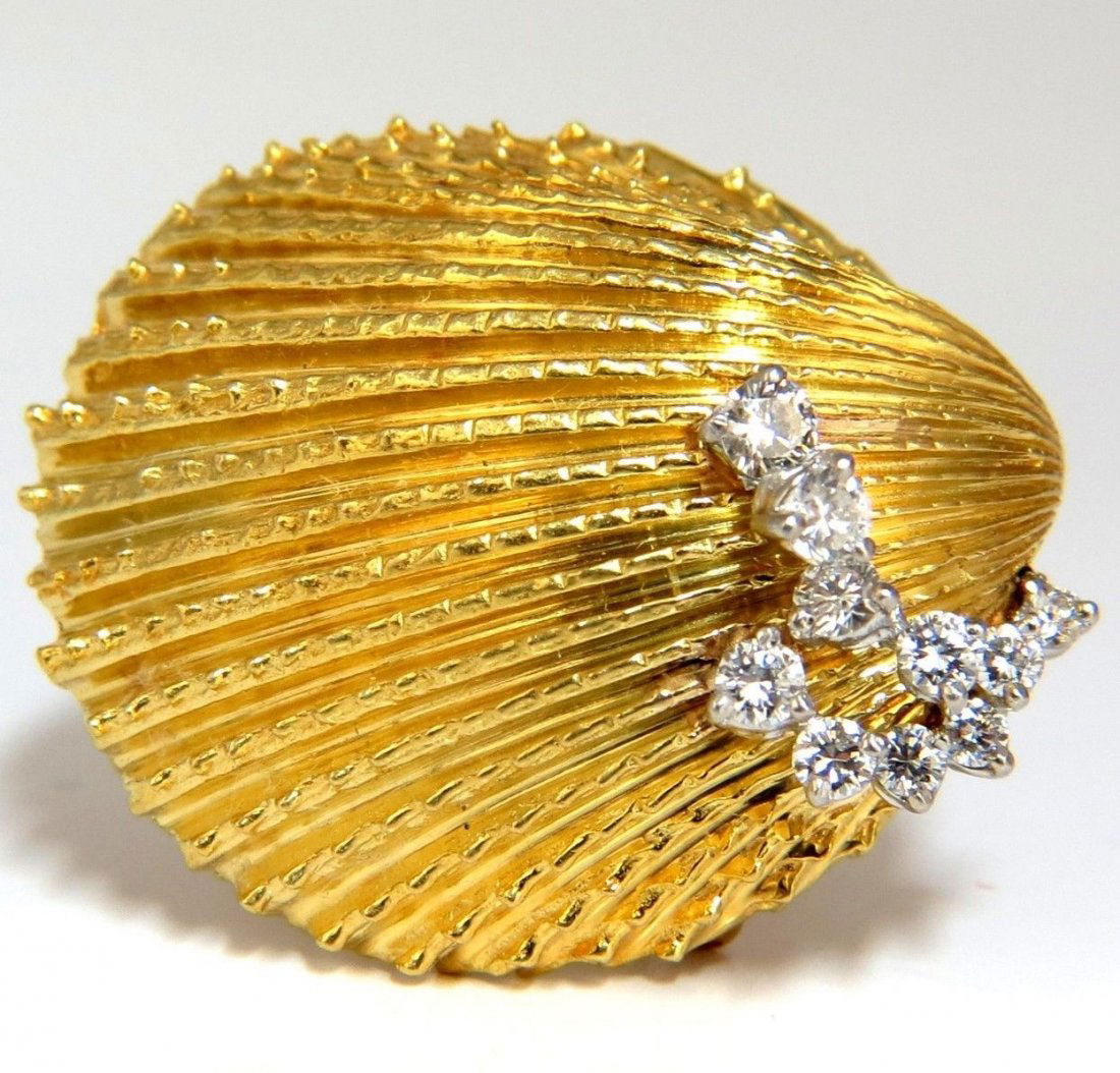 KURT WAYNE .50CT DIAMONDS SHELL PENDANT BROOCH 18K