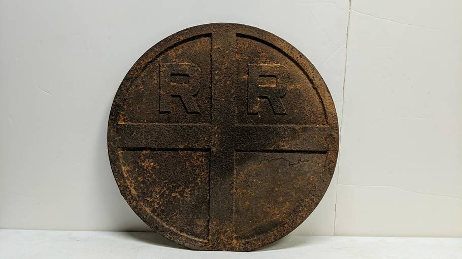 Antique Cast Iron Rail Road Cosssing Sign