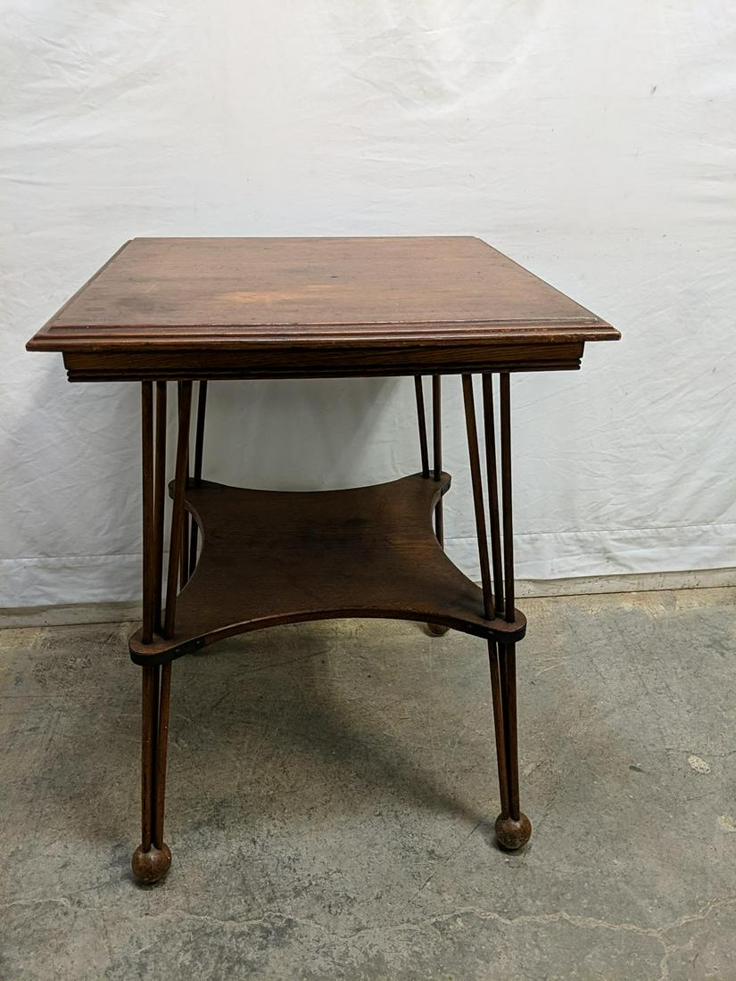 Antique Oak Stick And Ball Center Table