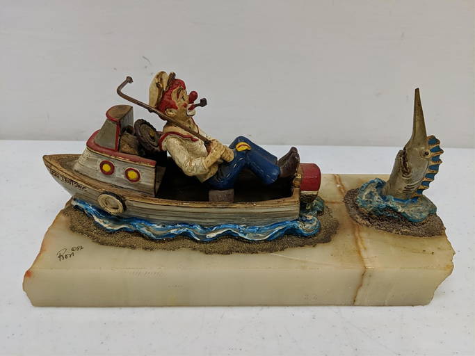 Ron Lee Clown "fishing Boat" Sculpture