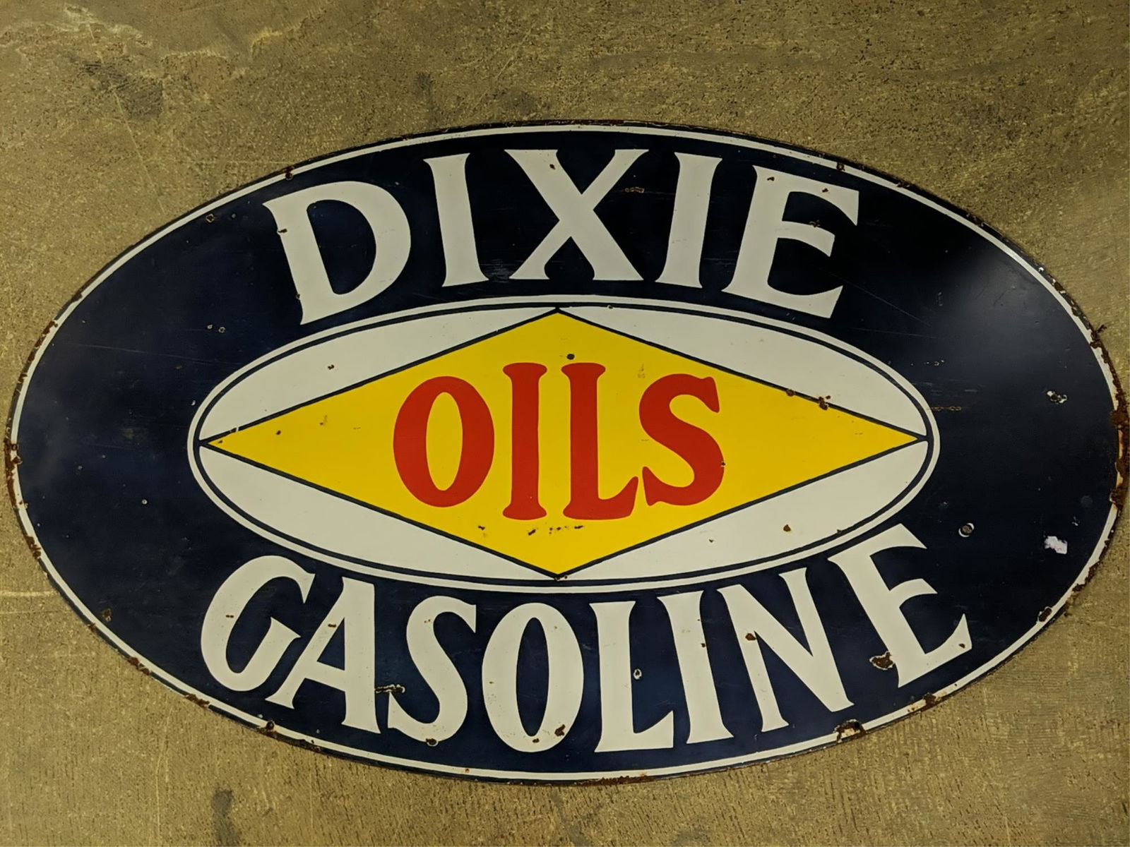 Dixie Oil Oval Double Sided Porcelain Sign