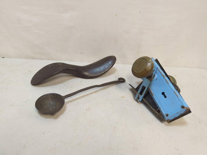 Antique Door Knob, Shoe Lasp And Lead Ladle
