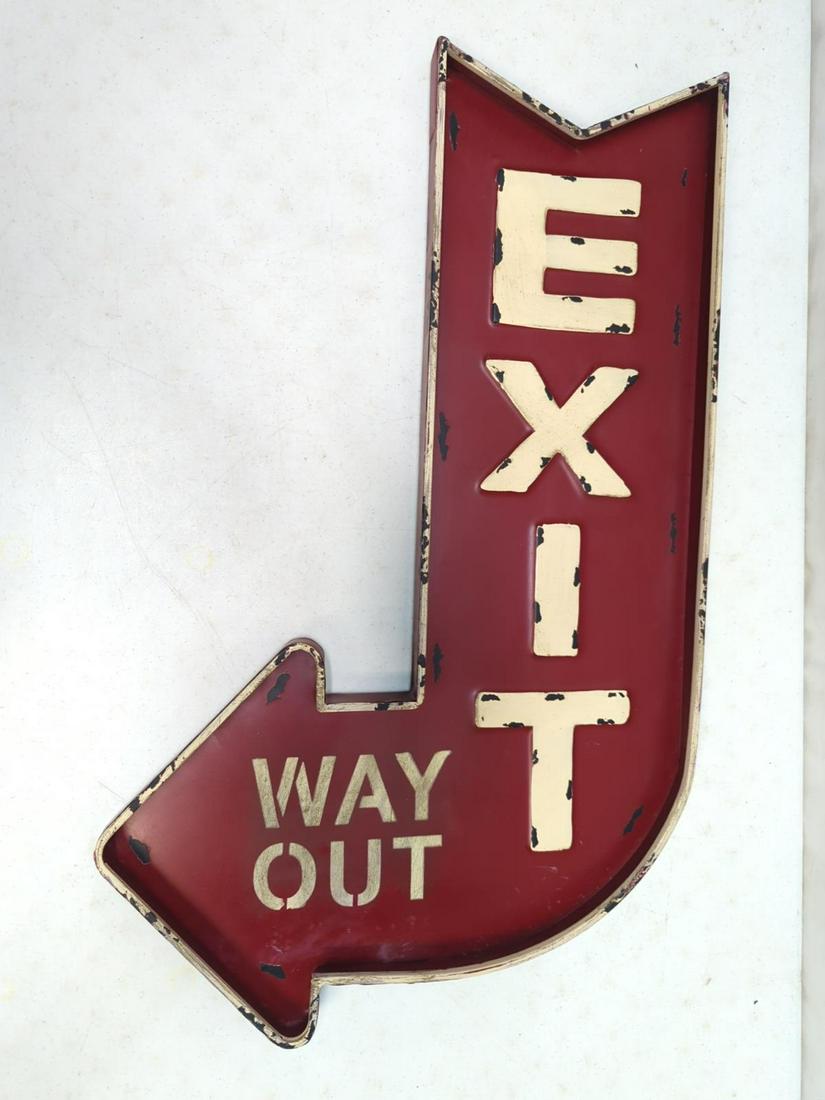 Exit - Way Out metal Arrow sign (#0547) on Apr 02, 2022 | Heritage ...