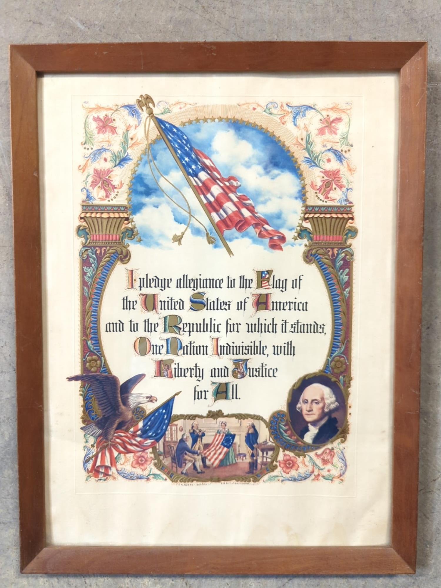 Antique Print Of Pre 1954 Pledge Of Allegiance