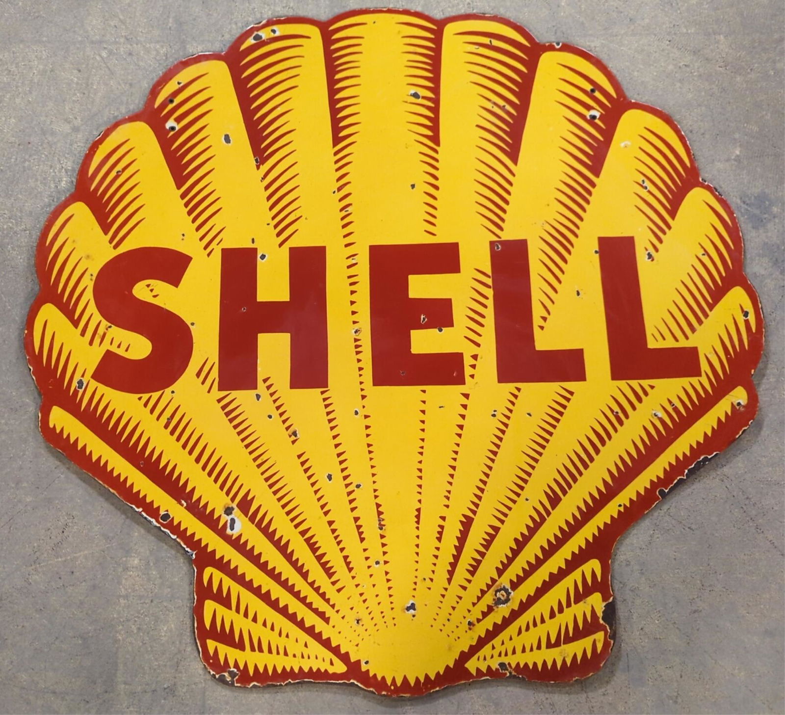 Shell Tiger Stripe Double Sided Porcelain Sign
