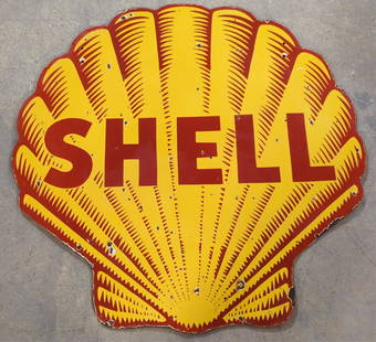 Shell Tiger Stripe Porcelain Sign.