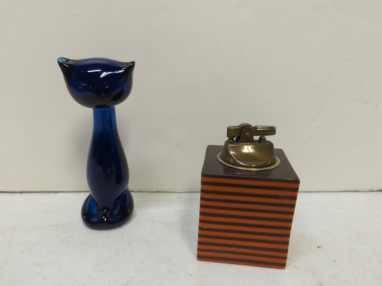 Mid Century Modern Table Lighter & Viking Blue Cat