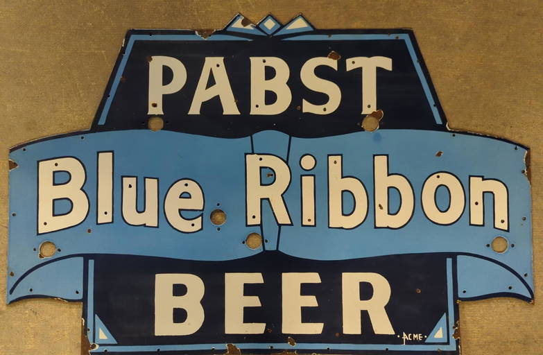 Porcelain Pabst Blue Ribbon Beer Sign