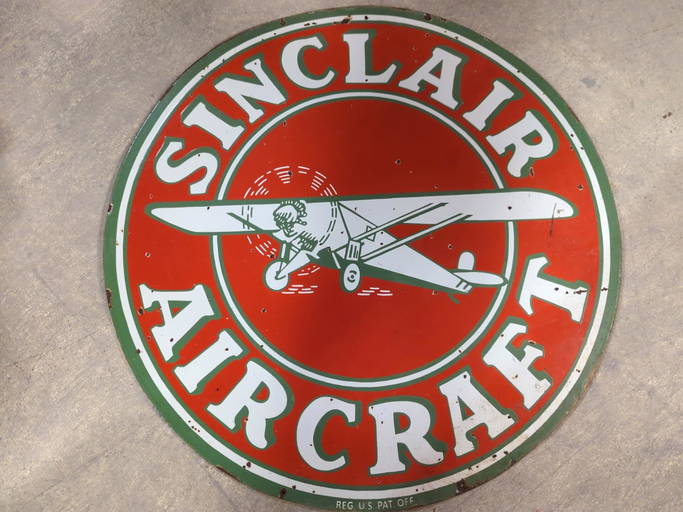 48" Sinclair Aircraft Porcelain Double Sided Sign