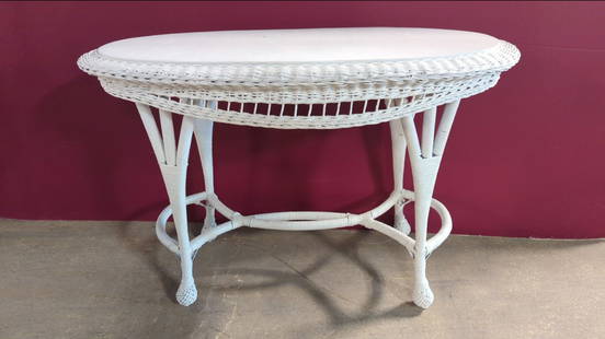 Antique White Wicker Table