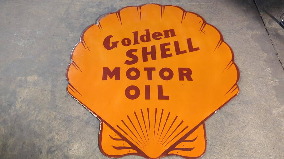 Golden Shell Motor Oil Porcelain Sign