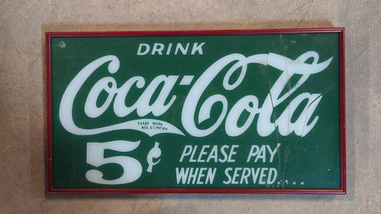 Original Coca Cola Reverse Painted Display Sign