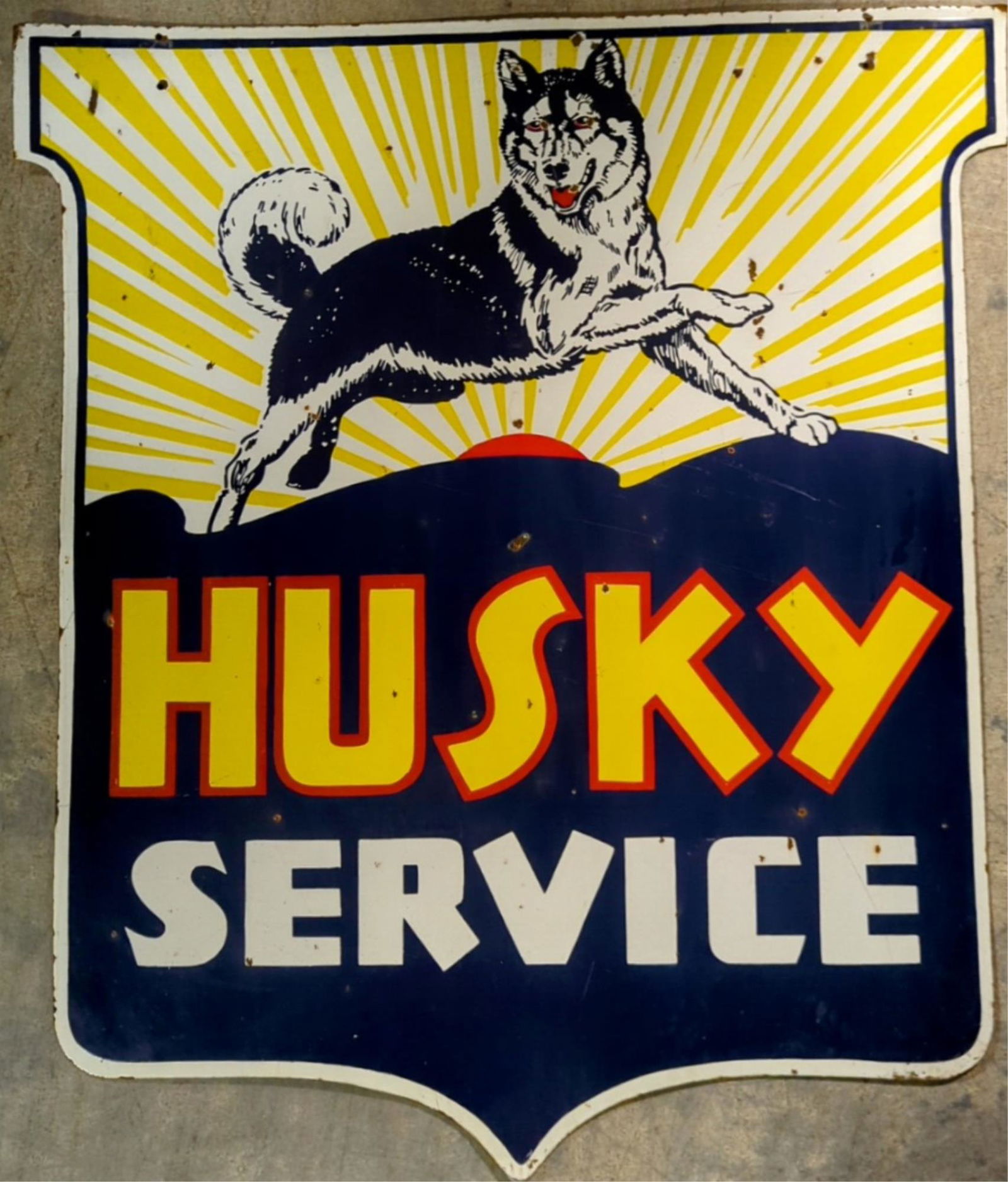 Large Husky Service Double Sided Porcelain Sign